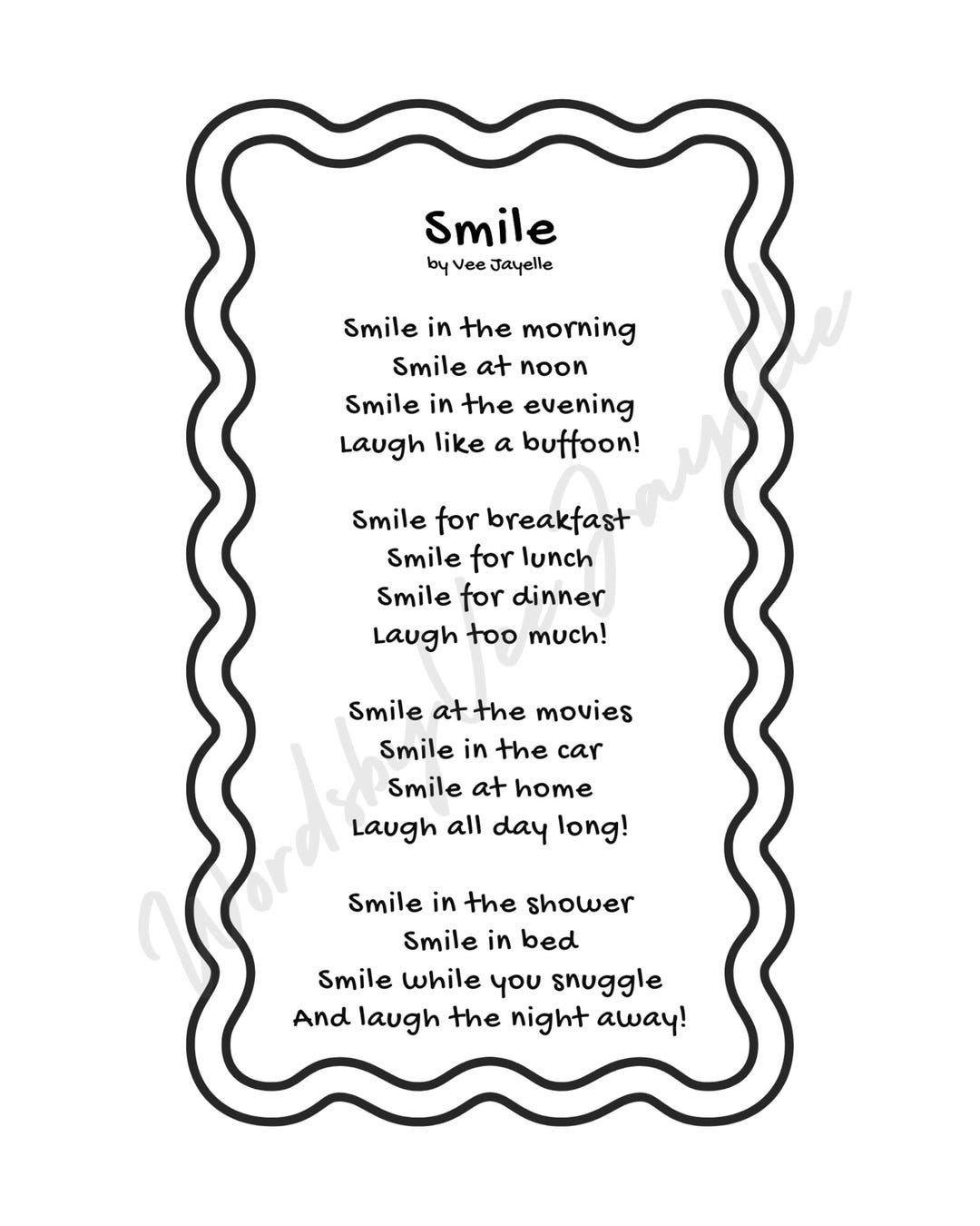 Smile Poem Print – Kids' Wall Art, 8x10 Digital Download - Etsy