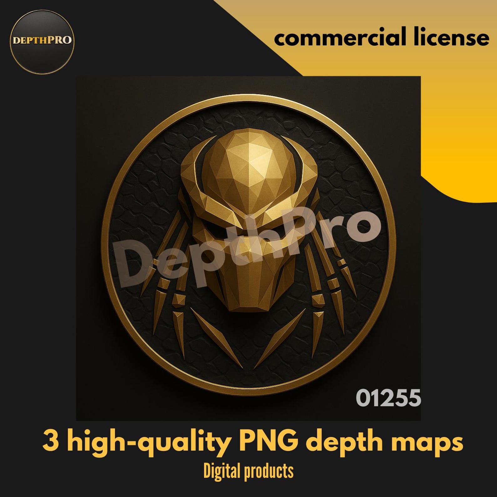 Low Poly -predator-(movie) Depth Map: 3D Embossing, Laser Engraving ...
