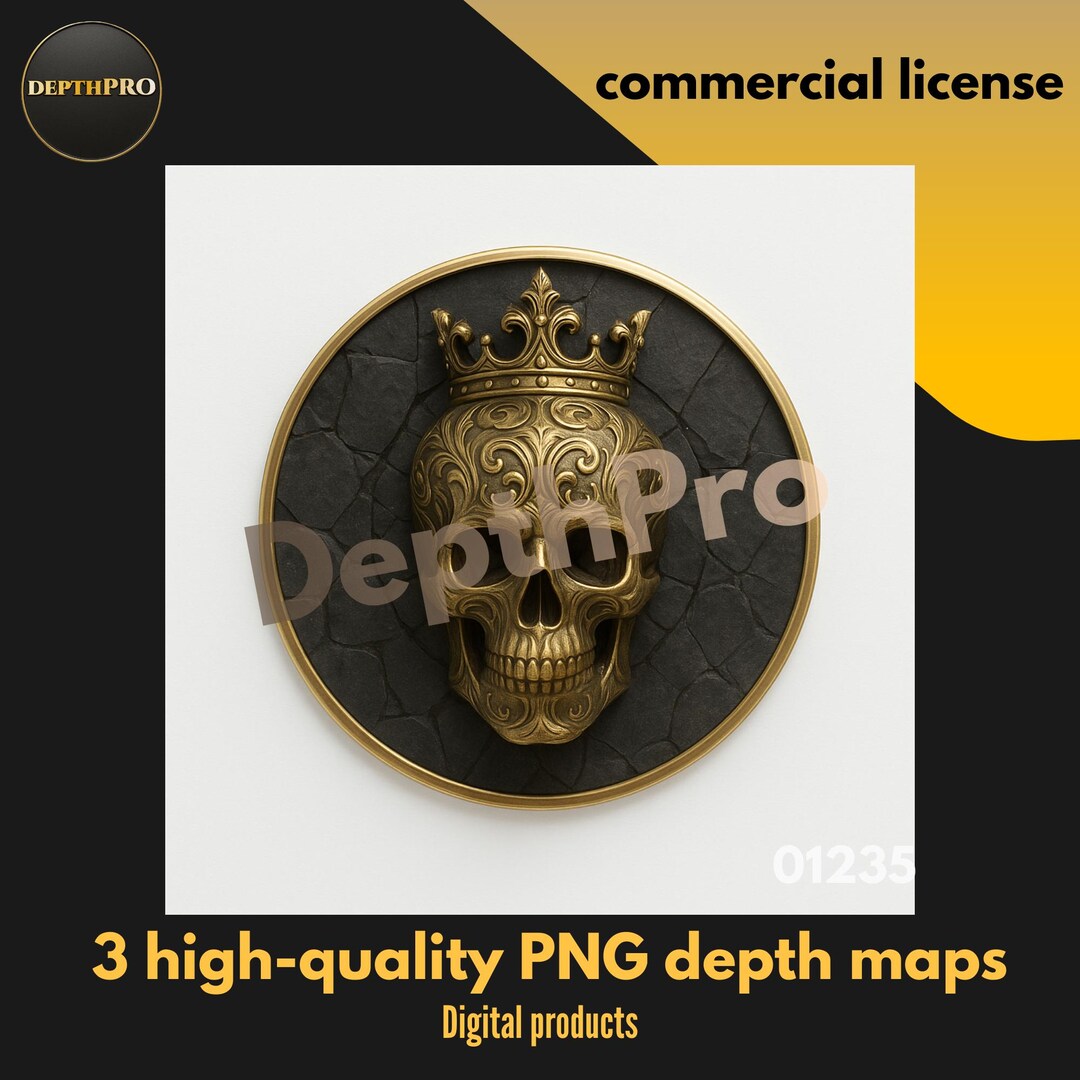 Skull -barroque Crow-depth Map: 3D Embossing, Laser Engraving & Height ...