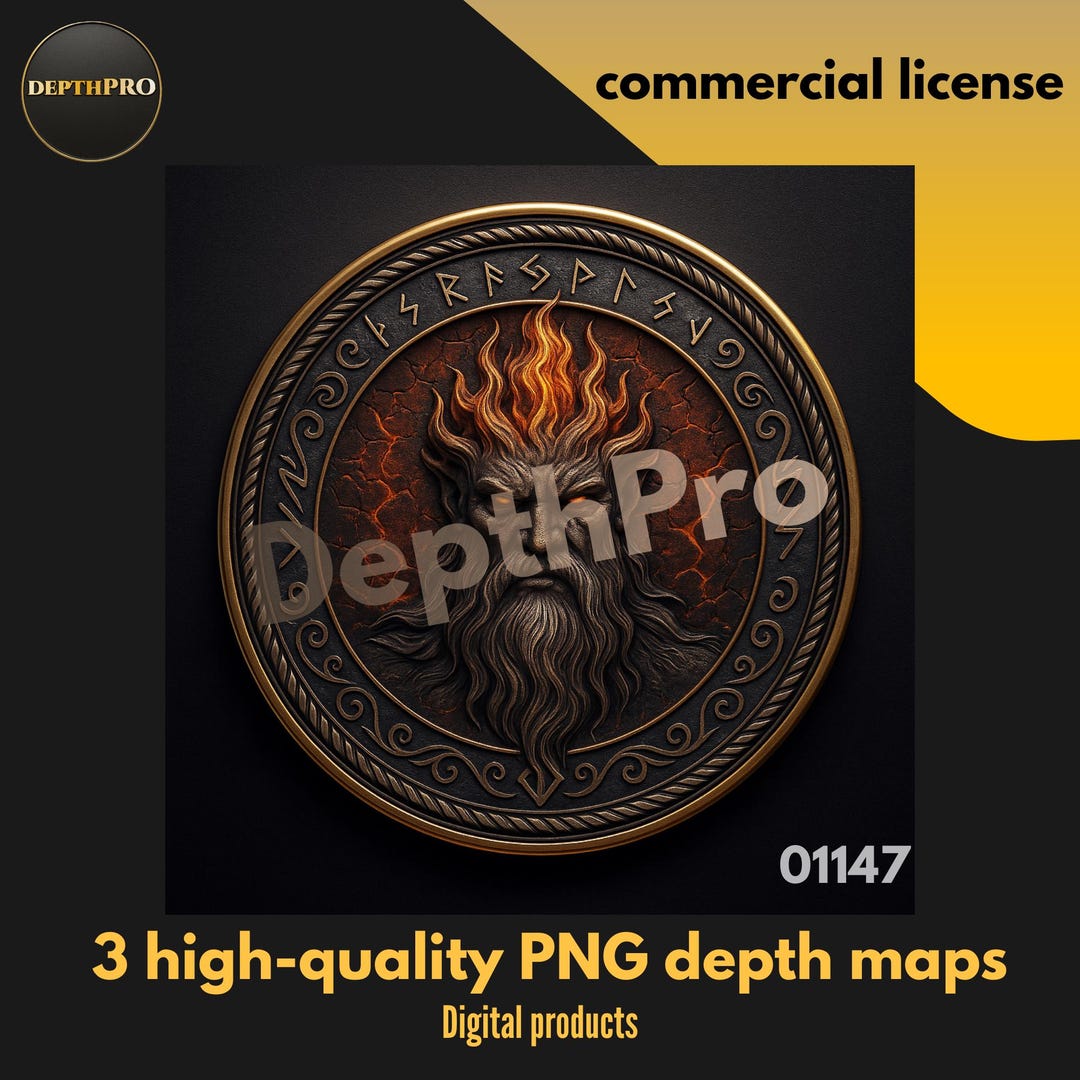 Viking-surtr- Depth Map: 3D Embossing, Laser Engraving & Height Map ...
