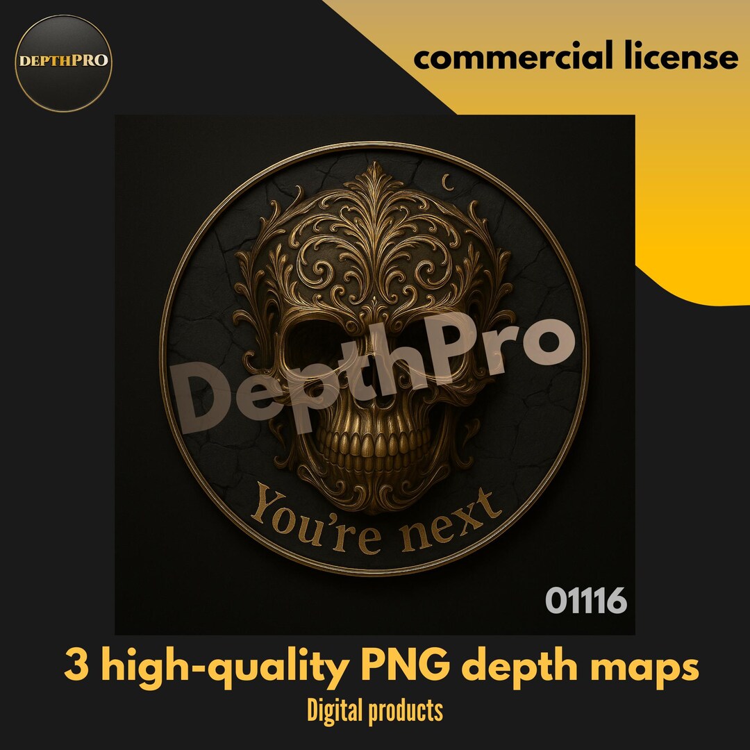 Skull -gothic- Depth Map: 3D Embossing, Laser Engraving & Height Map ...
