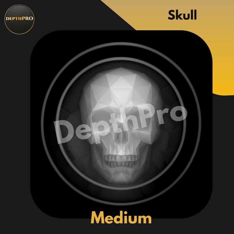 Skull -low Poly- Depth Map: 3D Embossing, Laser Engraving & Height Map ...