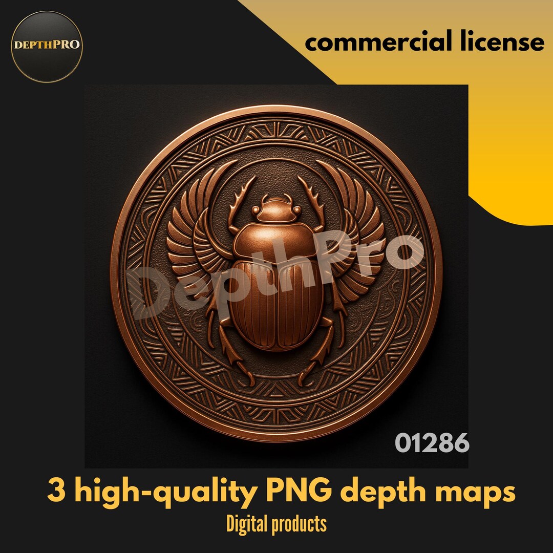 Egypt -scarab - Depth Map: 3D Embossing, Laser Engraving & Height Map ...
