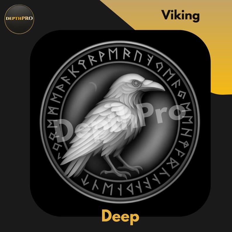 Viking-raven-hugin-munin Depth Map: 3D Embossing, Laser Engraving ...