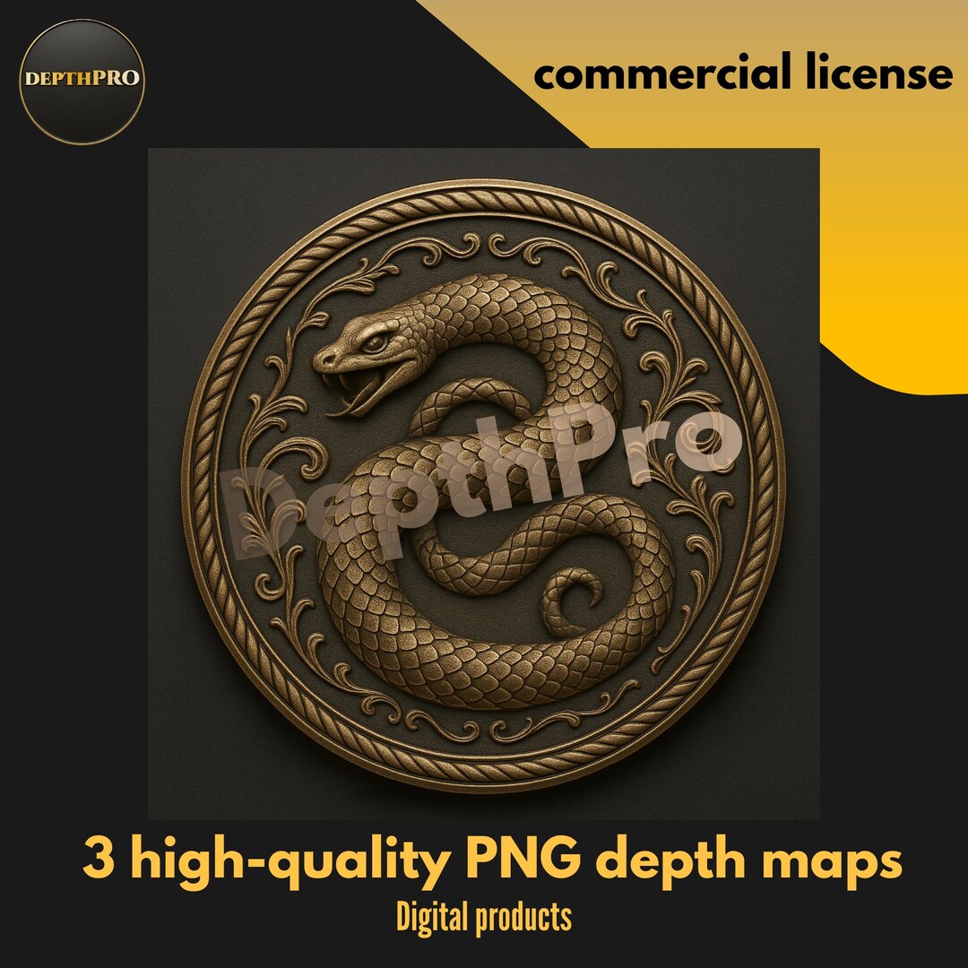 Sea Serpent Snake Pirate Depth Map: 3D Embossing, Laser Engraving ...