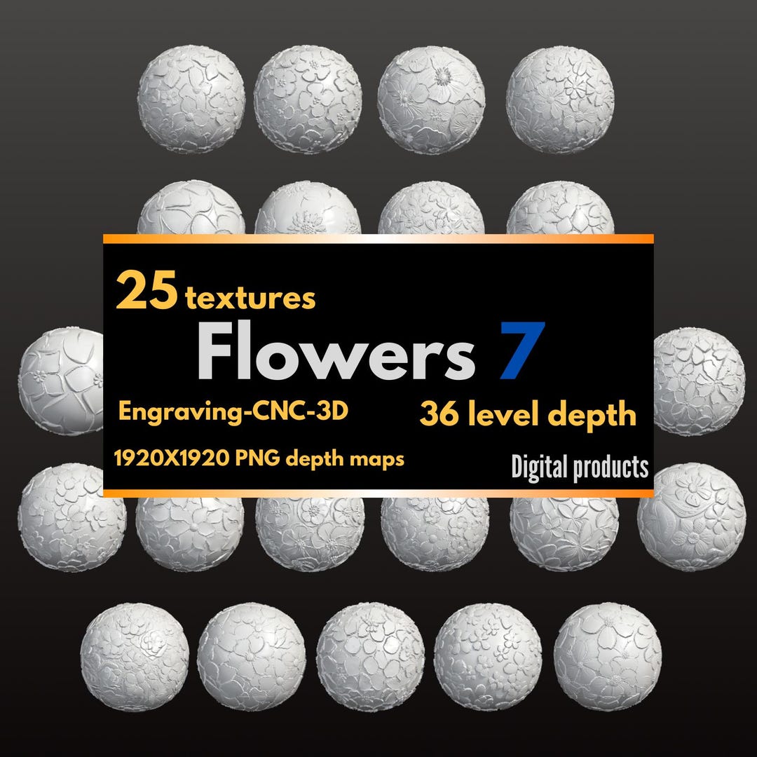 25 Flower Depth Maps Pack 4K | Floral Texture CNC Relief | Laser ...