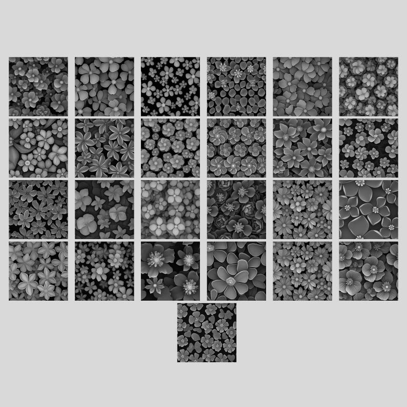 25 Flower Depth Maps Pack 4K | Floral Texture CNC Relief | Laser ...