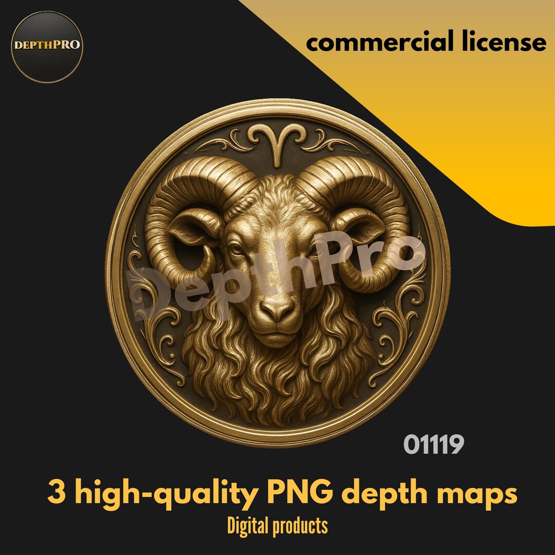Zodiac-aries-depth Map: 3D Embossing, Laser Engraving & Height Map for ...