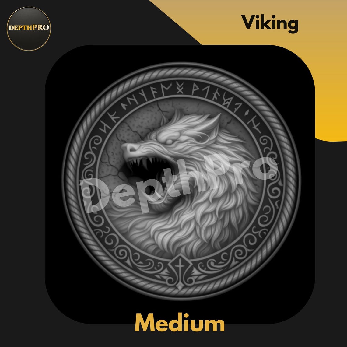 Viking-garm- Depth Map: 3D Embossing, Laser Engraving & Height Map ...