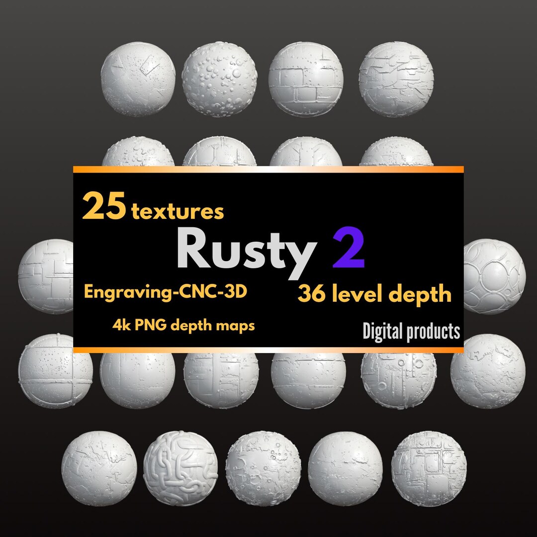 25 Rusty Metal Depth Maps Pack 2 4K | Damaged Steel Texture CNC Relief ...