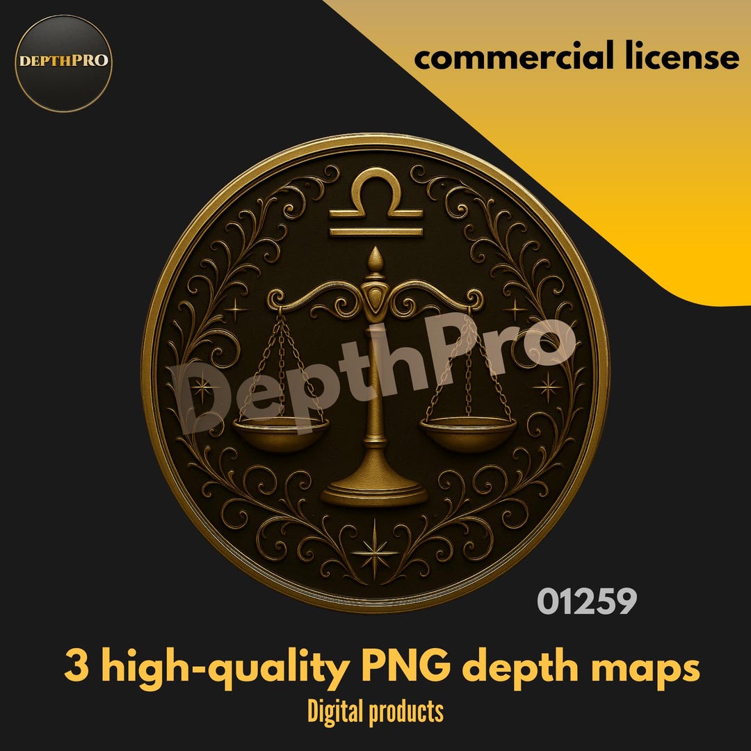 Zodiac-libra-depth Map: 3D Embossing, Laser Engraving & Height Map for ...