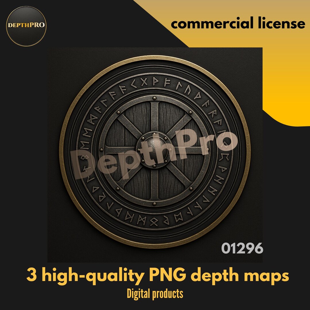 Viking-shield-depth Map: 3D Embossing, Laser Engraving & Height Map for ...