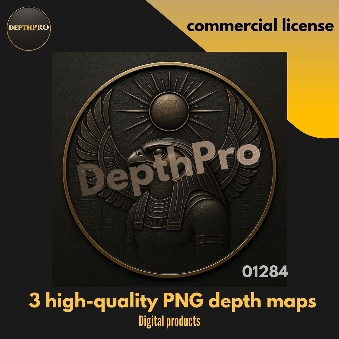 Egypt -god Rà-depth Map: 3D Embossing, Laser Engraving & Height Map for ...