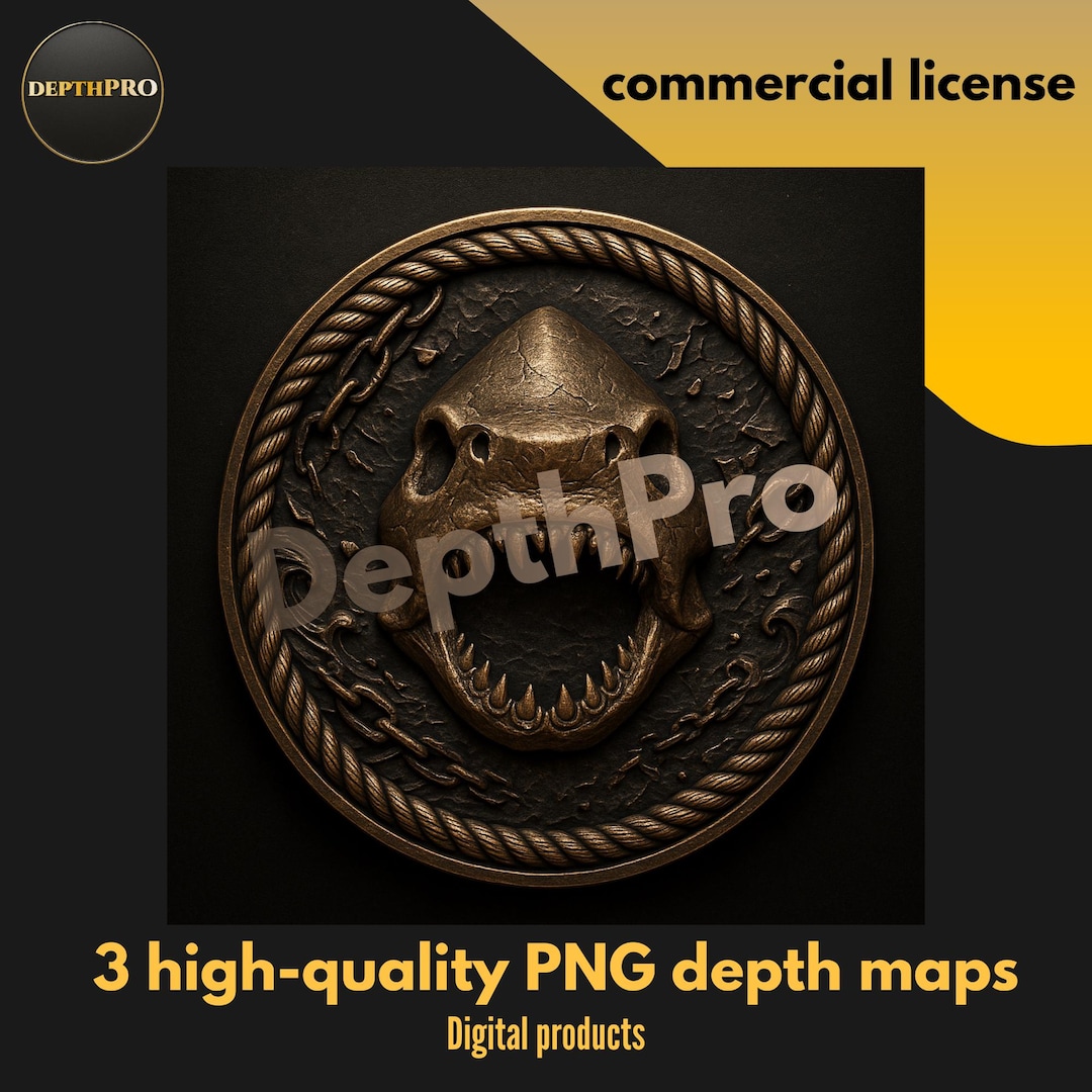 Shark Jaws Depth Map: 3D Embossing, Laser Engraving & Height Map Files ...
