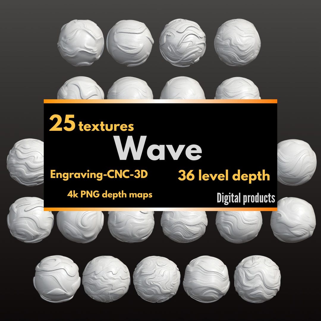 25 Wave Depth Maps Pack 1 4K | Ocean Texture CNC Relief | Laser ...