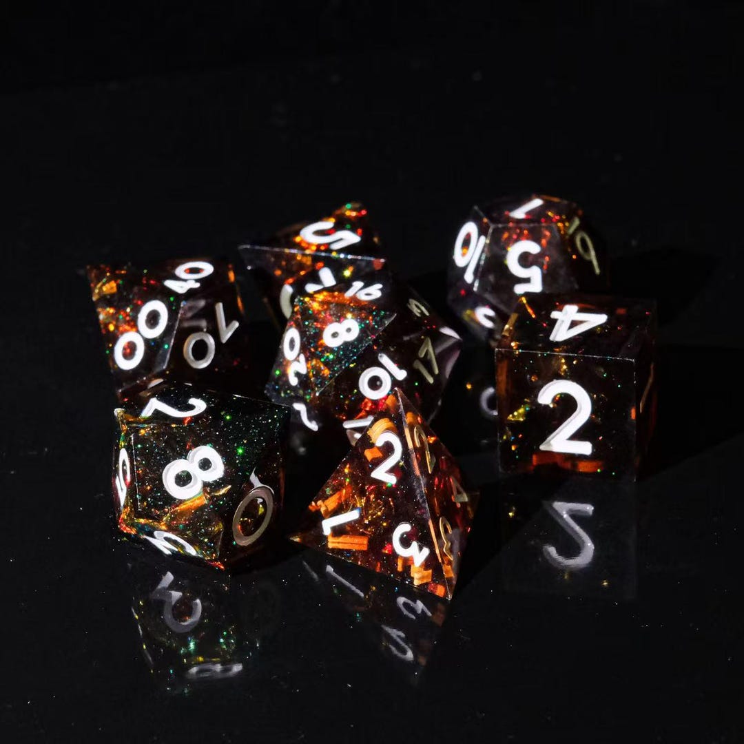 Brown Lightning DND Dice Set, Tabletop Games, Sharp Edge Dice Set, A ...