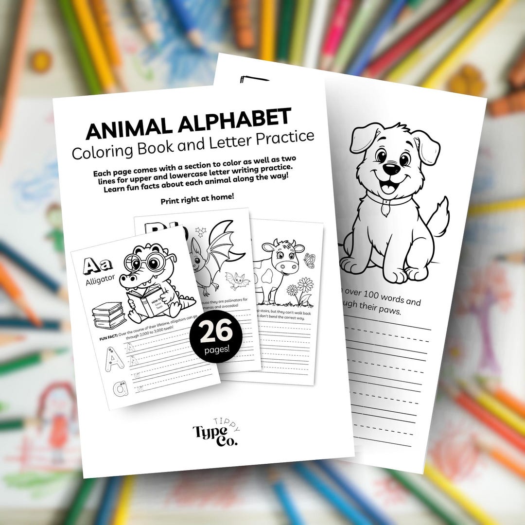 Animal Alphabet Coloring Book With Letter Writing Practice (digital ...