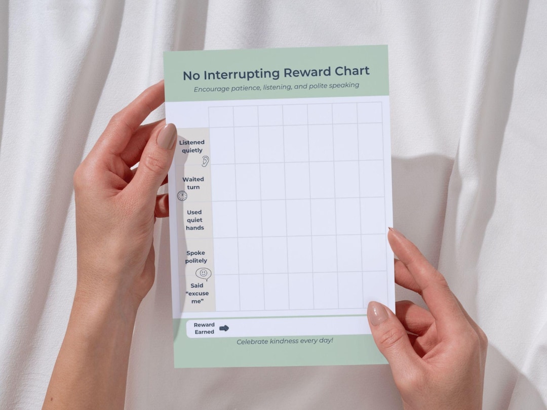 No Interrupting Reward Chart: Printable Listening Skills, Positive ...