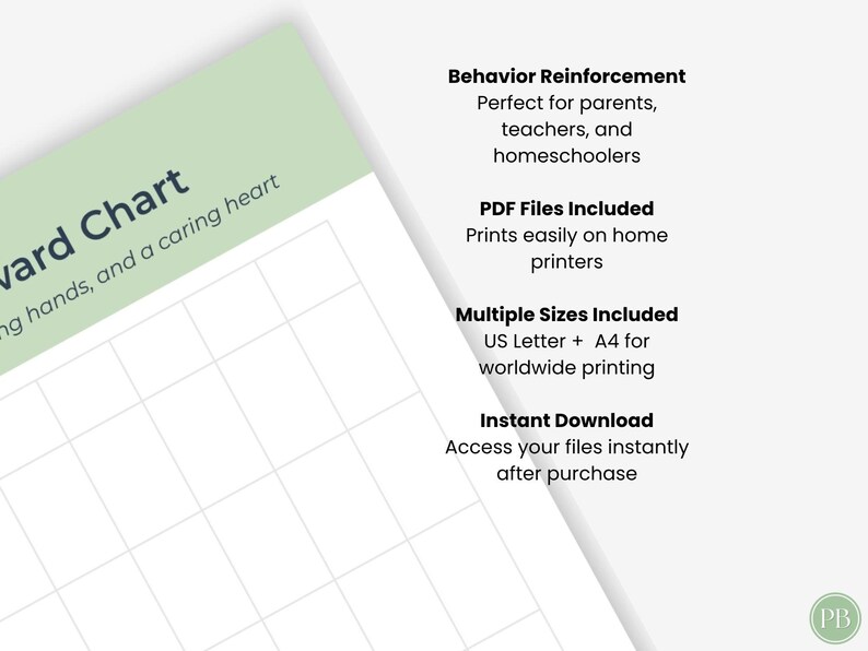 Kindness Reward Chart for Kids, Positive Behavior Tracker, Printable ...