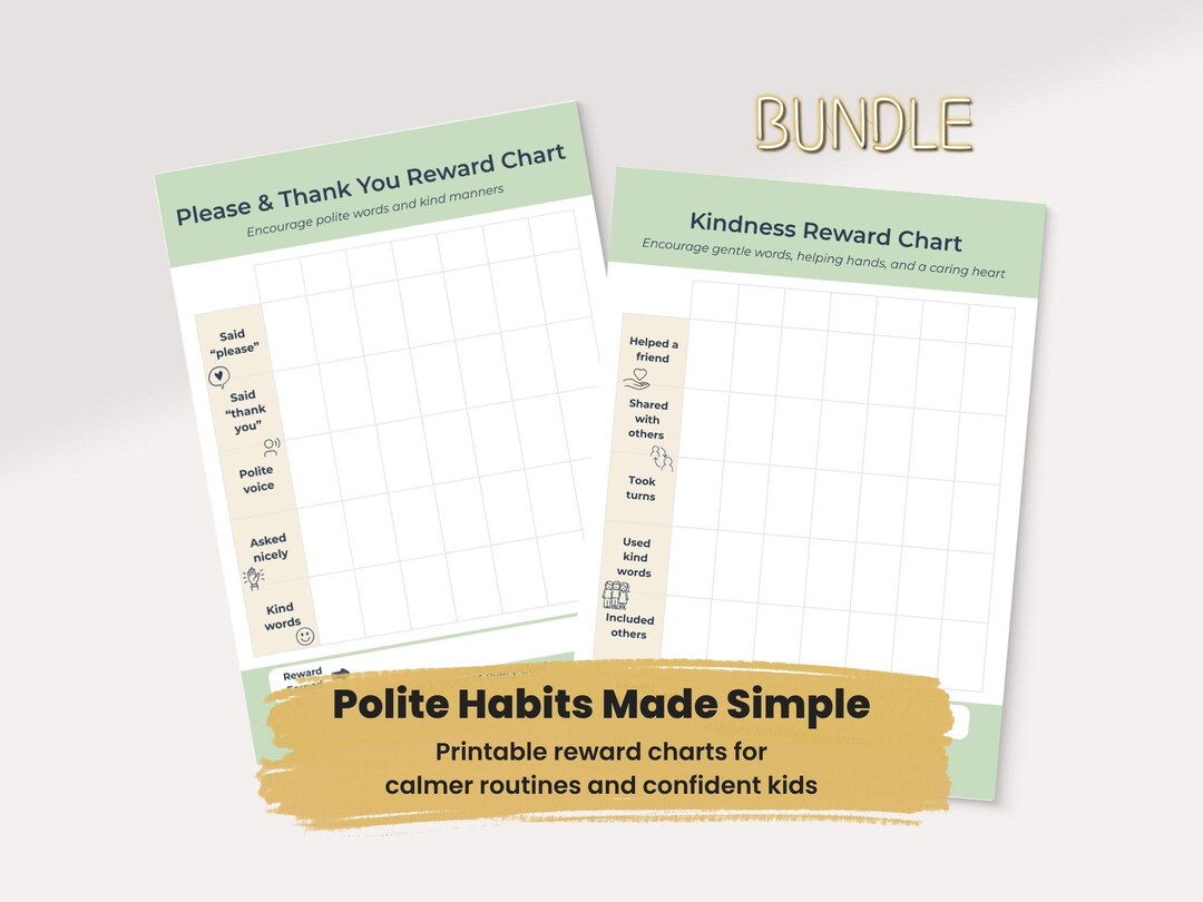 Behavior & Manners Reward Chart Bundle: Printable Charts for Kids ...