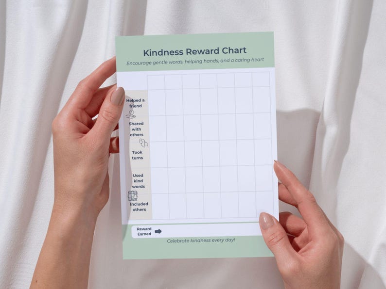 Kindness Reward Chart for Kids, Positive Behavior Tracker, Printable ...