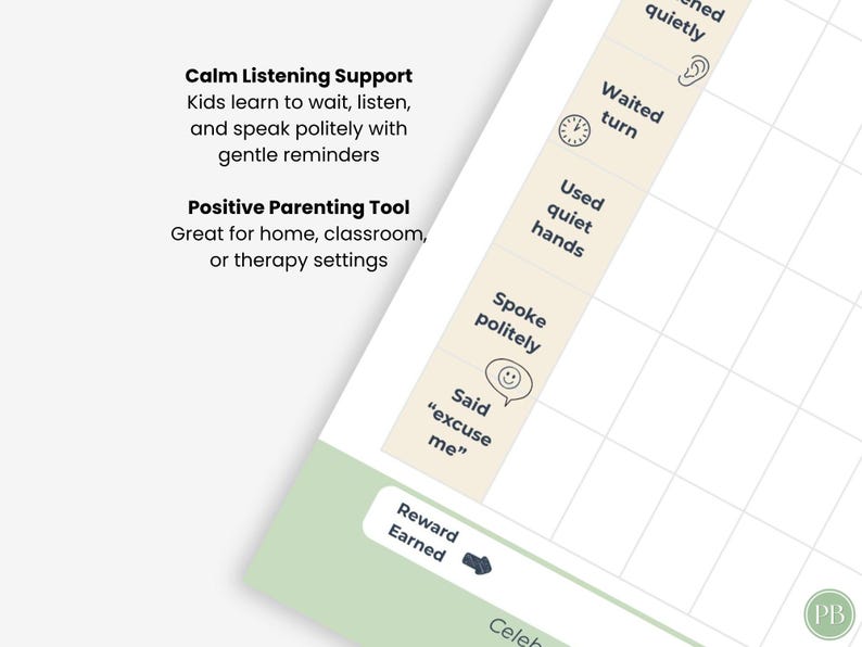 No Interrupting Reward Chart: Printable Listening Skills, Positive ...