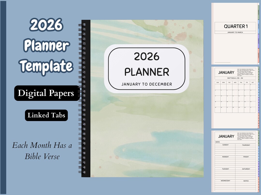 2026 Digital Planner | Weekly Bible Verses, Linked Tabs (digital ...