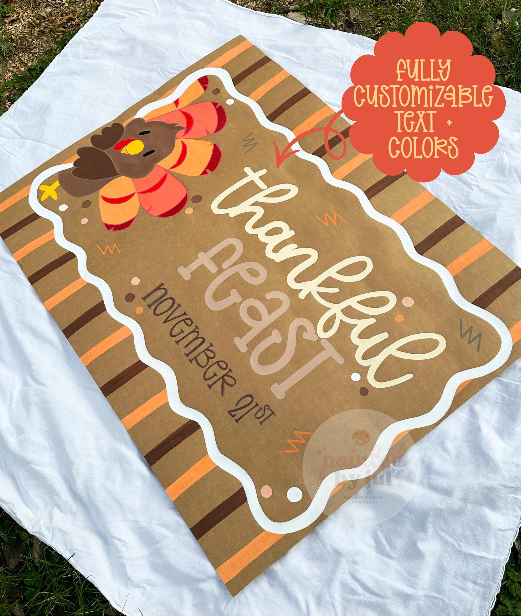 Happy Thanksgiving Turkey Banner Template | DIGITAL DOWNLOAD | Editable ...