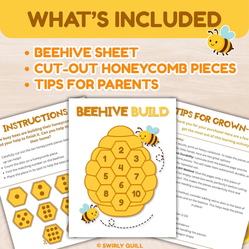 Beehive Build Printable Number Matching Game for Preschoolers ...