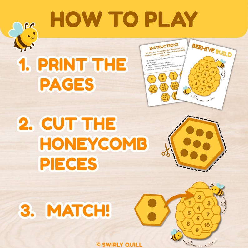 Beehive Build Printable Number Matching Game for Preschoolers ...