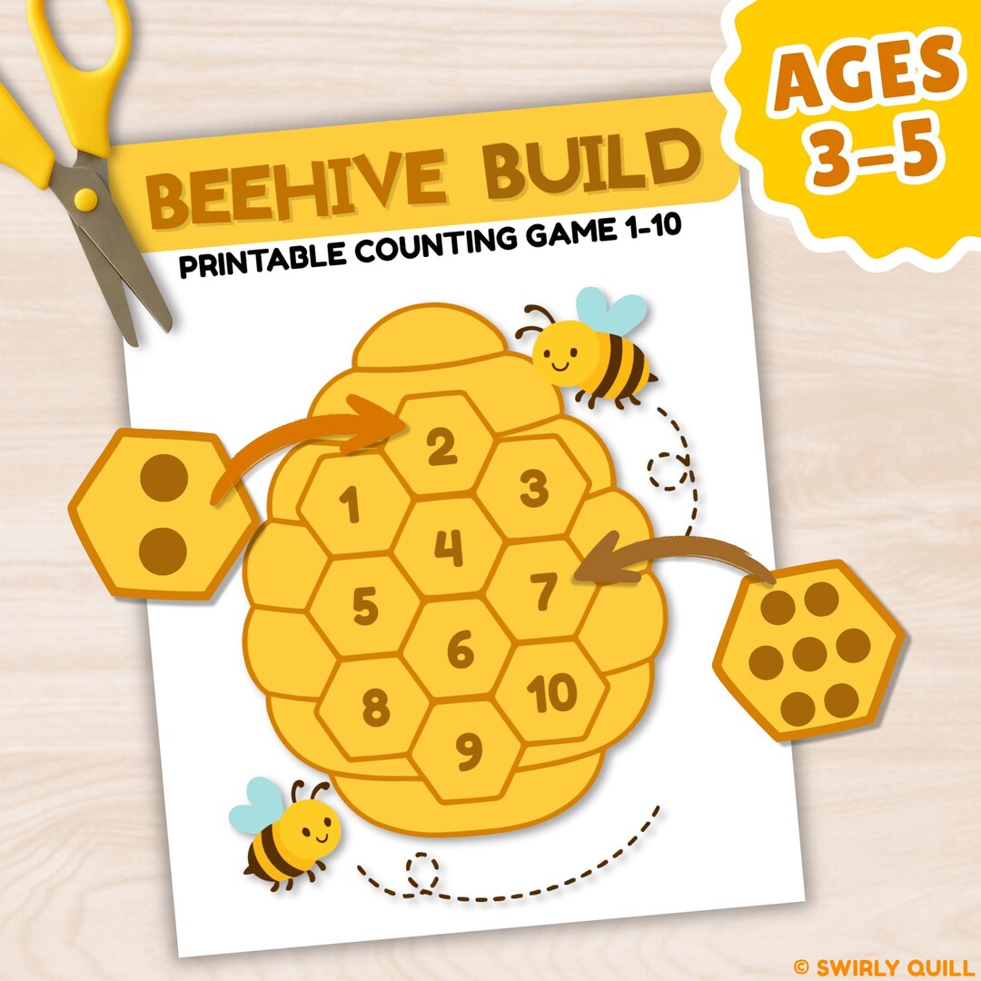 Beehive Build Printable Number Matching Game for Preschoolers ...
