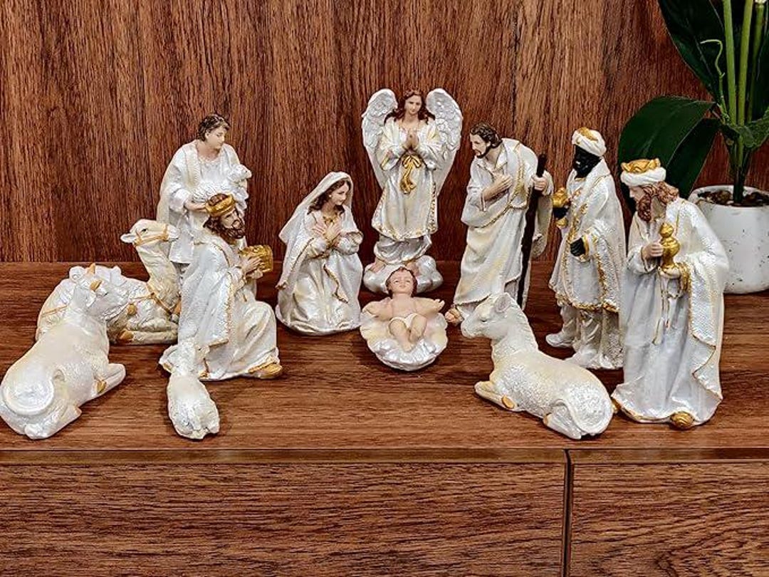 Handmade Ivory Nativity Set: 12 Piece Christmas Crib, 8-inch - Etsy