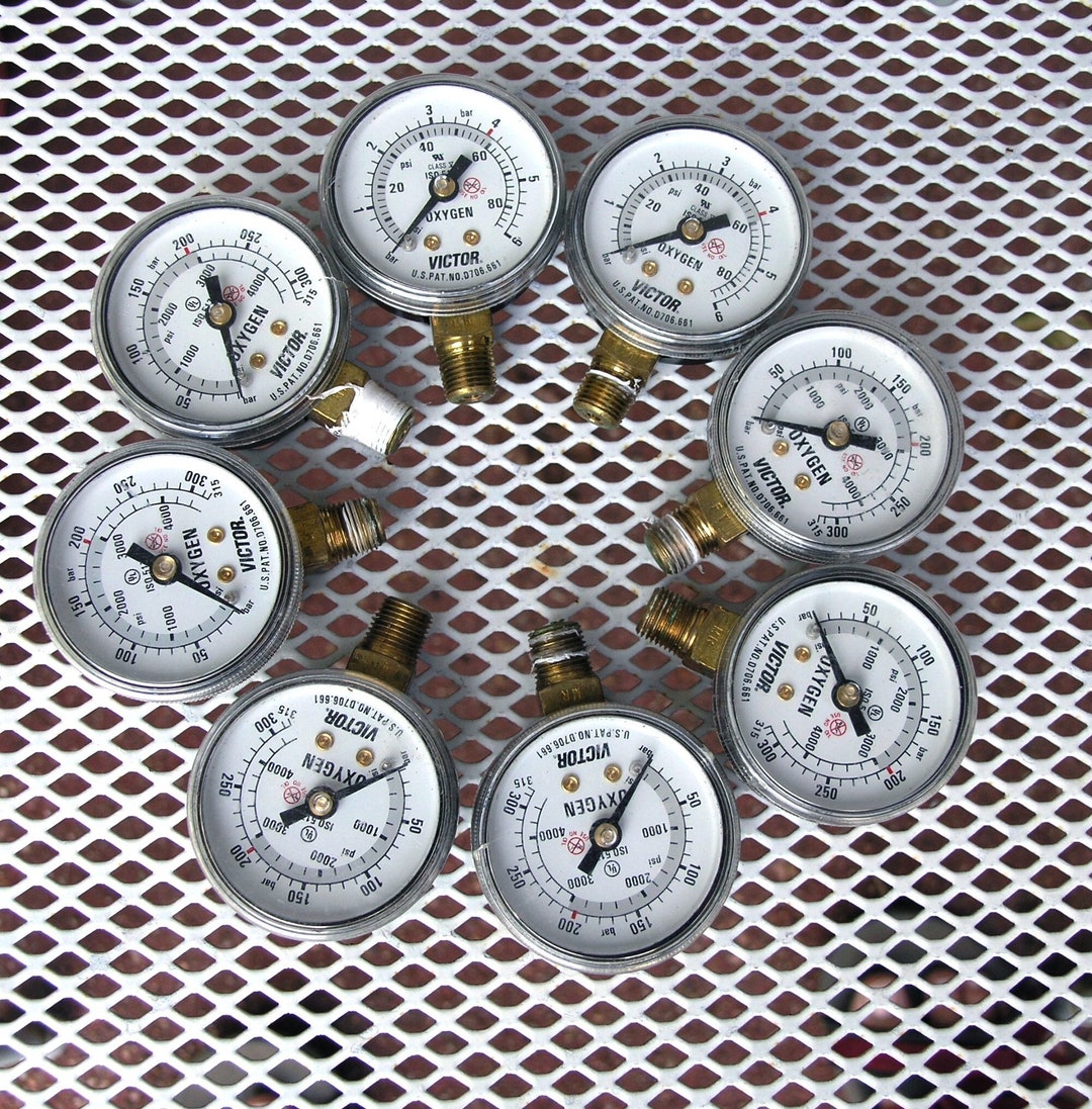 Set of 8, PSI Pressure Gauges, Black Gauges, Steampunk Dial, Diy ...