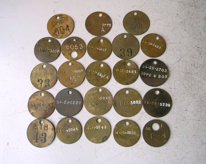 Lots of Brass Tags, Meter Tags, Tree Tags, Numbered Tags, Artist Gift ...