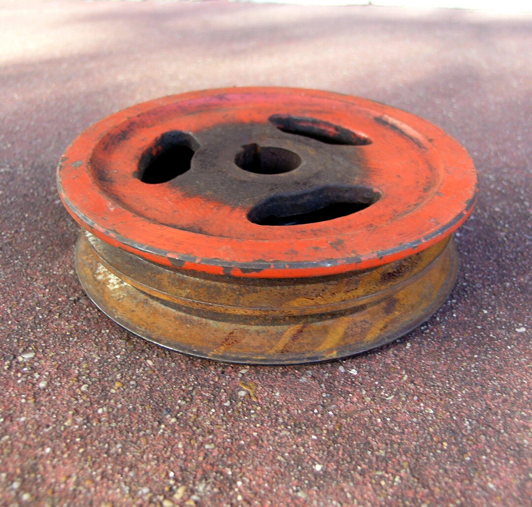 Industrial Pulley, Dual Groove Pulley, Orange Pulley, Metal Art Supply ...