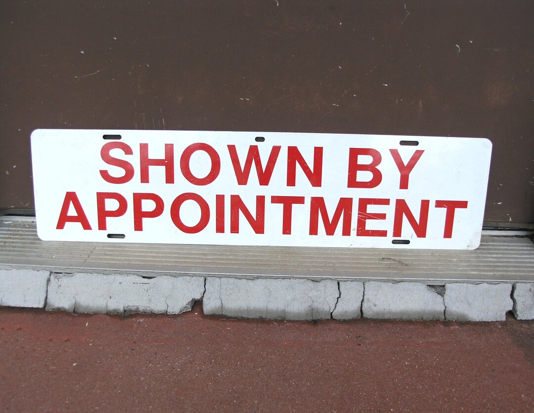 Red and White Sign, Salvaged Real Estate Sign, Shown by Appointment ...