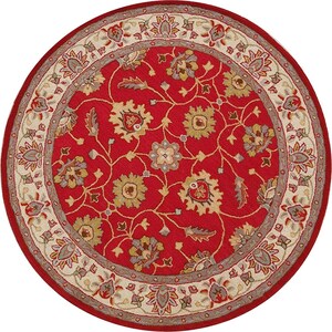 Hand-tufted Wool Round Rug | Rich Red Floral Medallion, 6' Round - Etsy