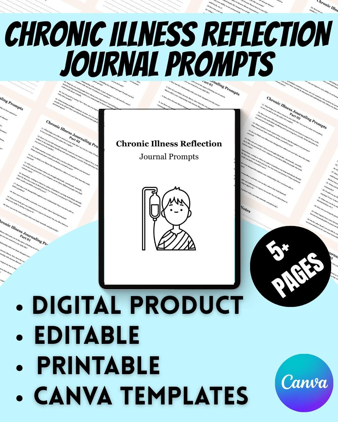 Chronic Illness Reflection Journal Prompts – Digital PDF – Self-care ...