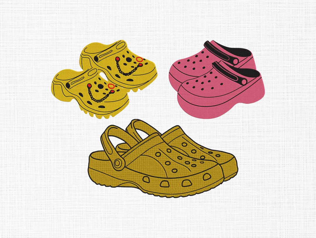 Croc Embroidery Design, Croc Set Embroidery Design, Crocs Shoe ...