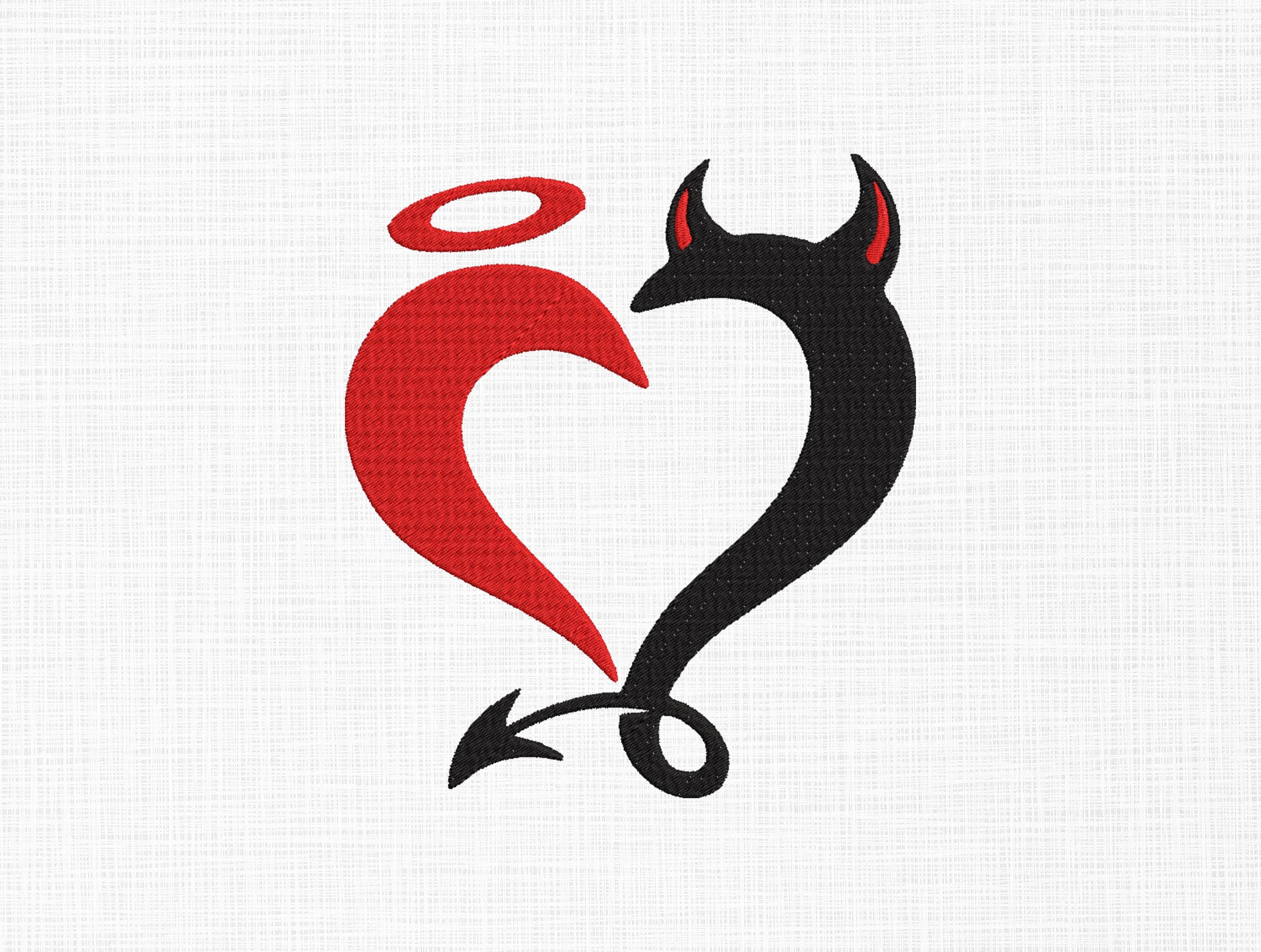 Heart Angel Devil Embroidery Design, Mini Heart Embroidery Design ...