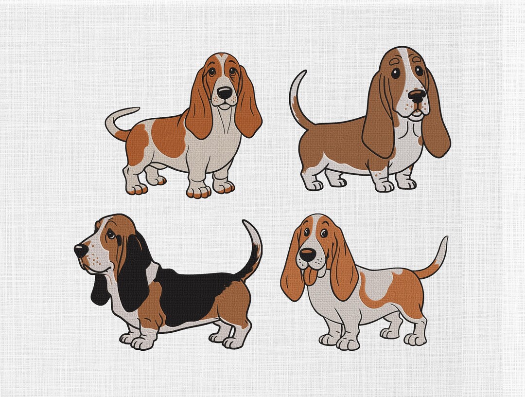 Basset Hound Embroidery Design, Hound Embroidery Files, Basset Hound ...