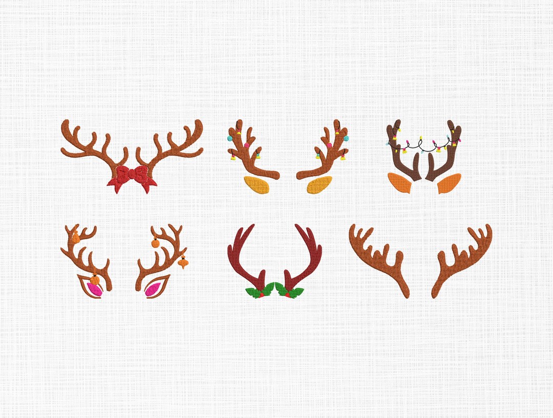 Antlers Embroidery Design, Deer Antlers Embroidery, Antlers Bow, Ears ...