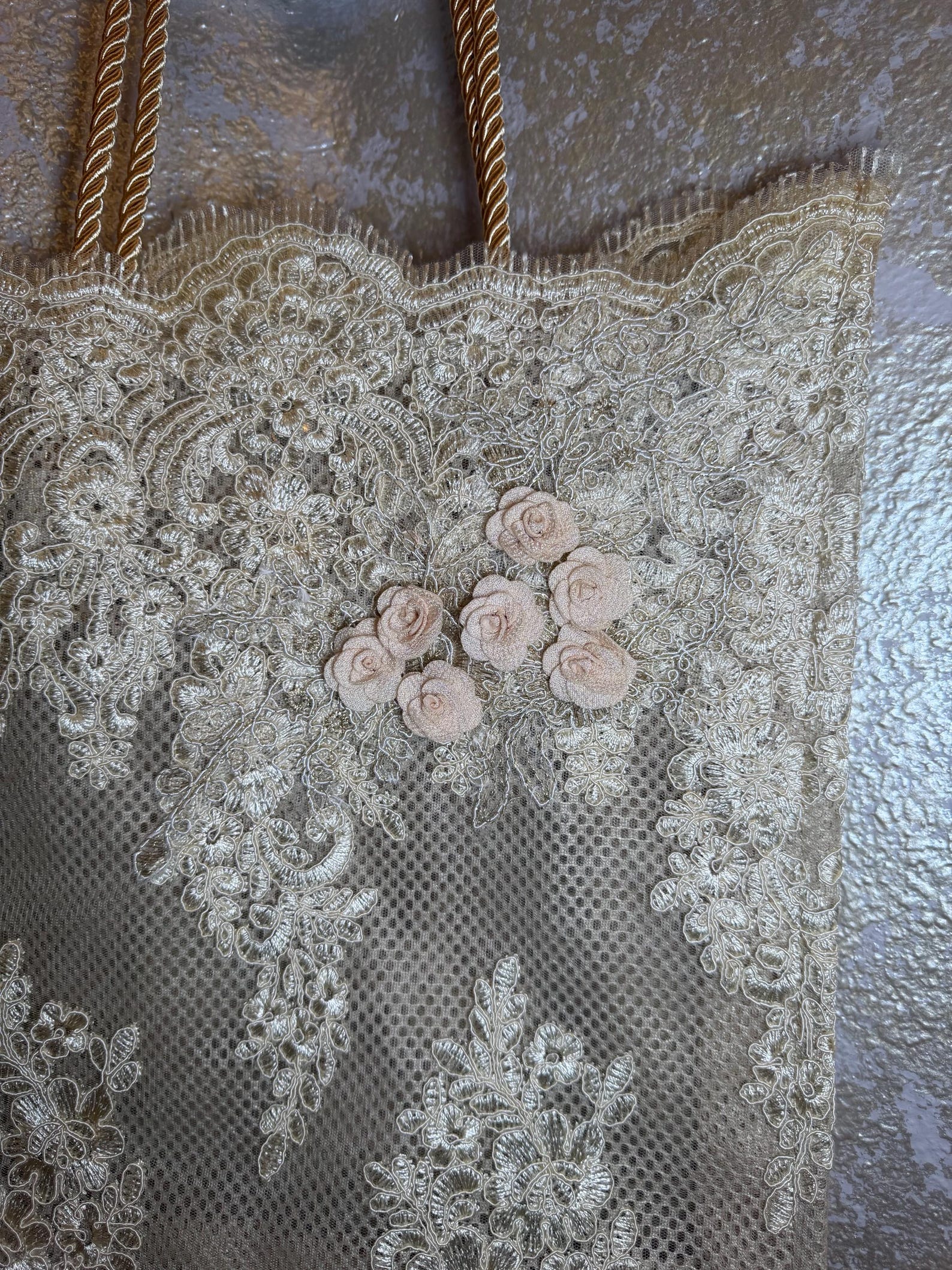 Vintage Lace Tote Bag With Floral Embroidery and Rope Handles - Etsy