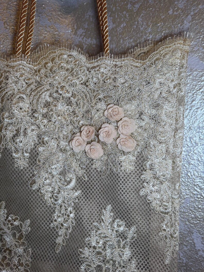 Vintage Lace Tote Bag With Floral Embroidery and Rope Handles - Etsy