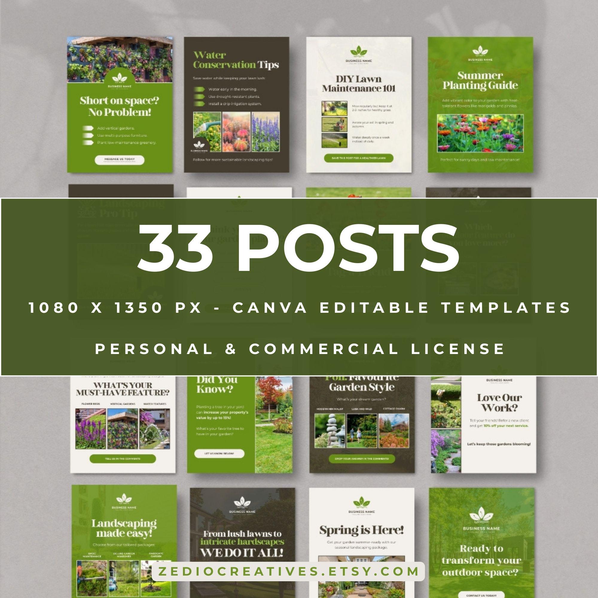 Landscaping Instagram Templates Canva Editable 33 Social Media Posts ...