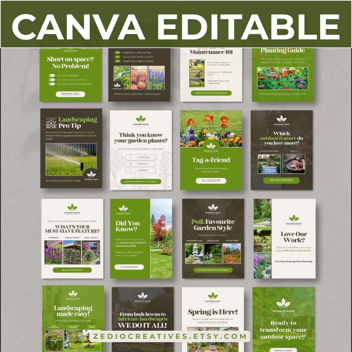 Landscaping Instagram Templates Canva Editable 33 Social Media Posts ...