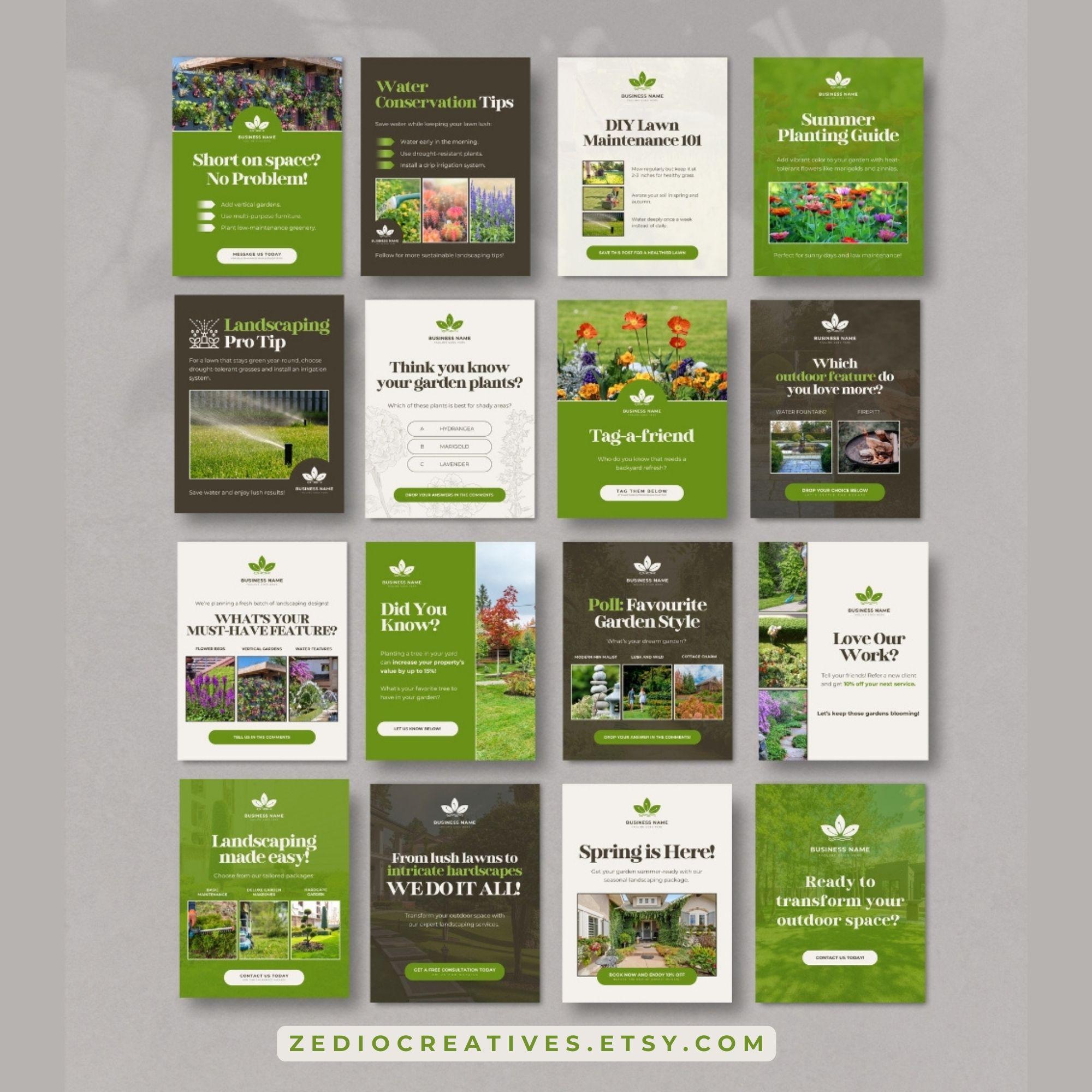 Landscaping Instagram Templates Canva Editable 33 Social Media Posts ...