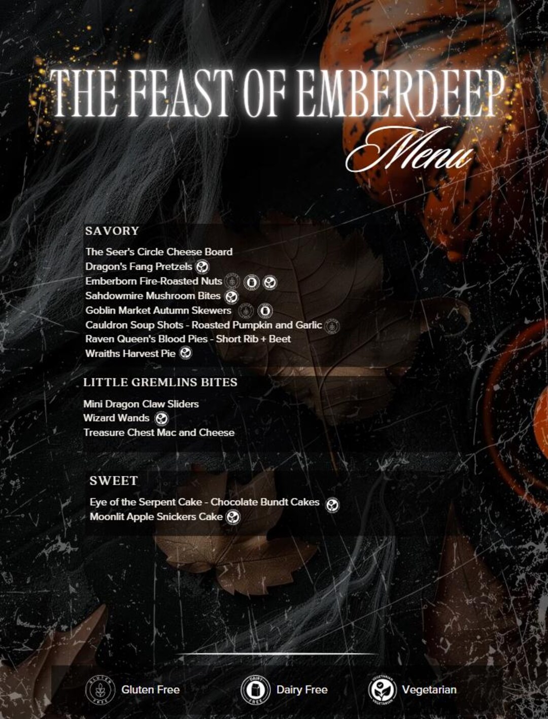 Fantasy Party Menu | Editable Canva Template, Tavern Feast Printable ...
