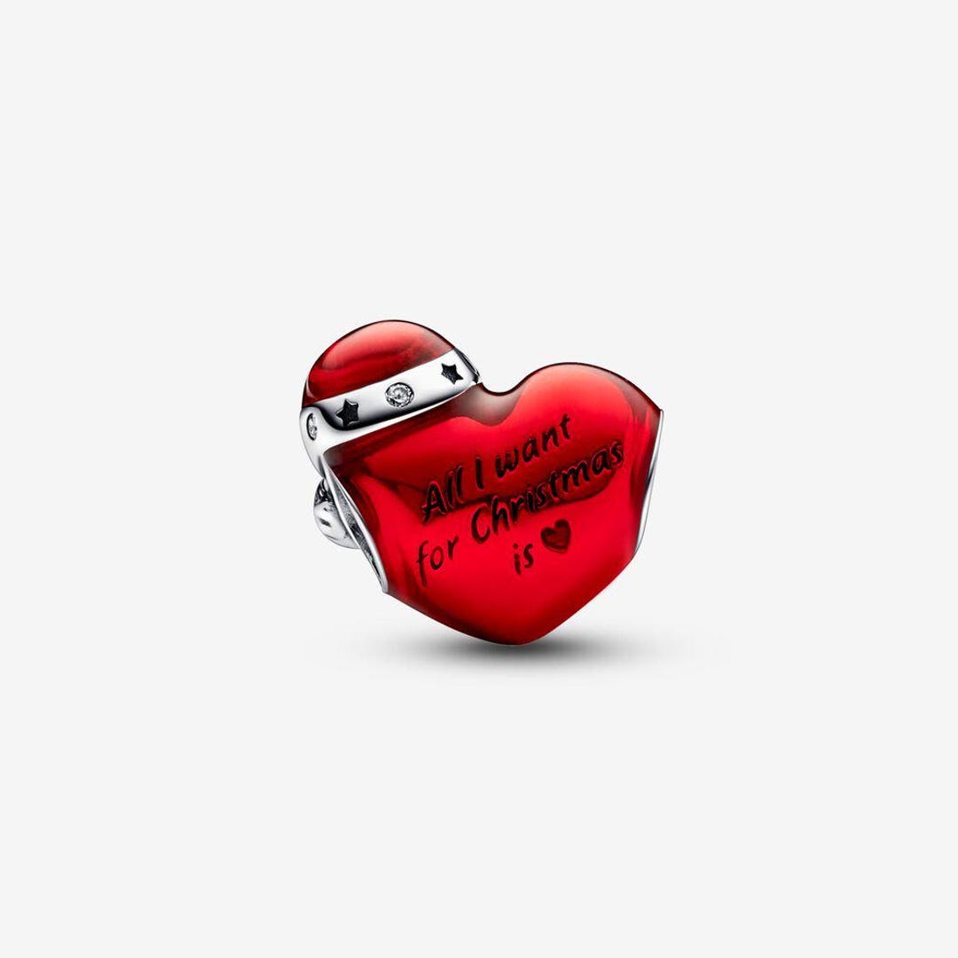 Red Metallic Christmas Heart Pandora Charm - Etsy