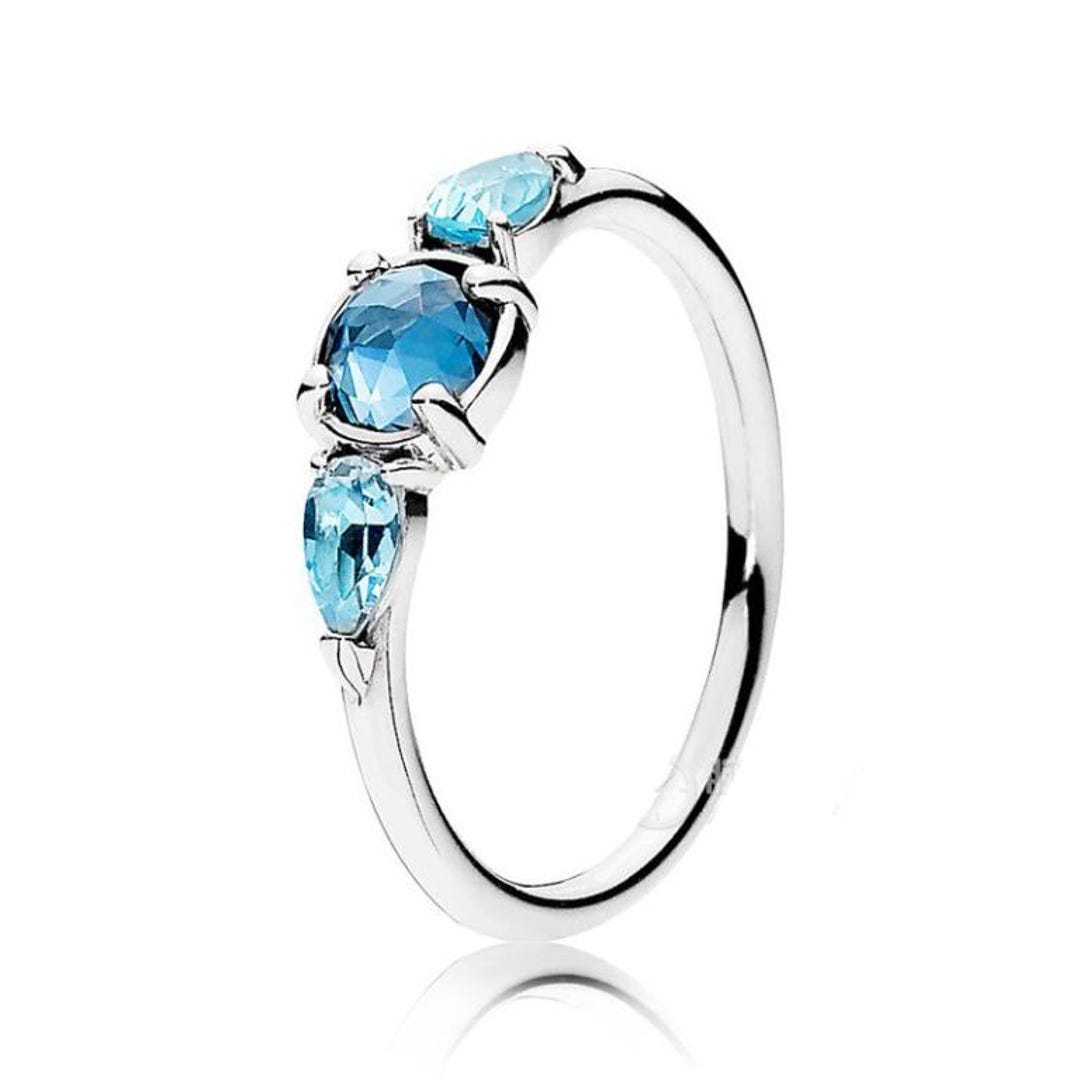 New Pandora S925 Silver Ring Patterns of Frost Blues - Etsy